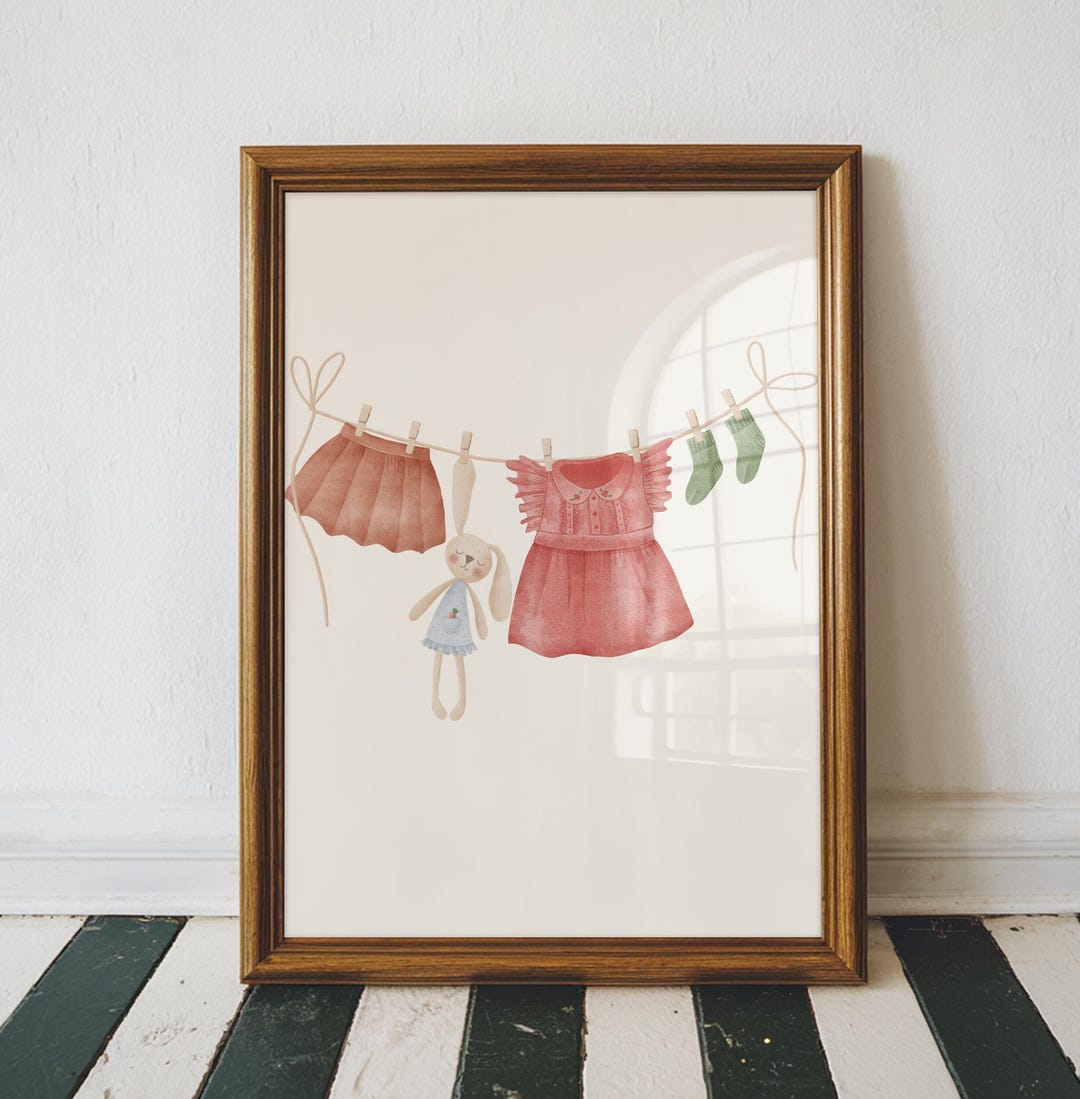 Girls Clothesline Print | Printable | Watercolor Prints | Cute ...