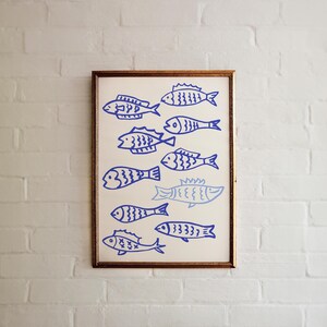 School of Fish | Printable | Blue Fish Print | Nautical Wall Art ...