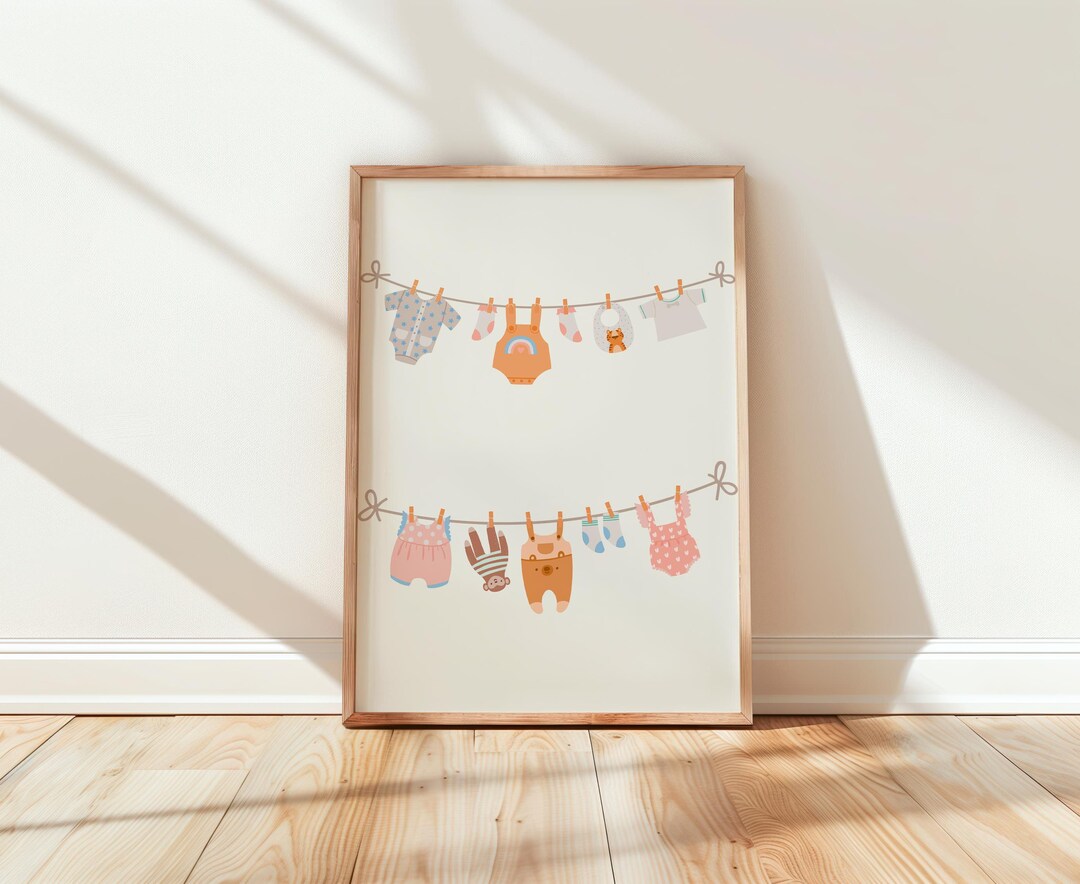 Baby Clothesline Print, Printable, Clothesline Illustration ...