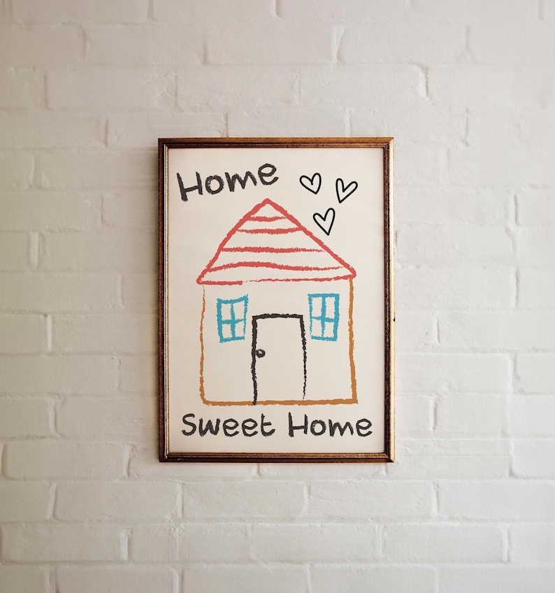 Home Sweet Home Printable Entryway Wall Decor Hand Drawn Eclectic Wall ...