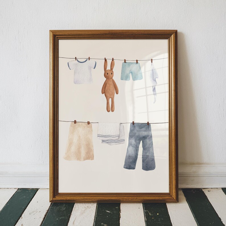 Watercolor Clothesline Printable Watercolor Prints Laundry Room Decor ...