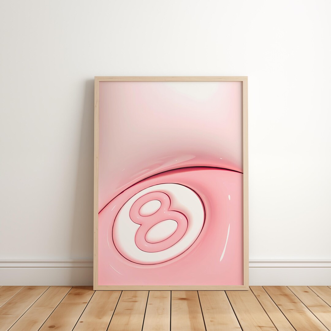 Pink 8 Ball 3D Illusion Art Print: Retro Game Room Decor (digital ...