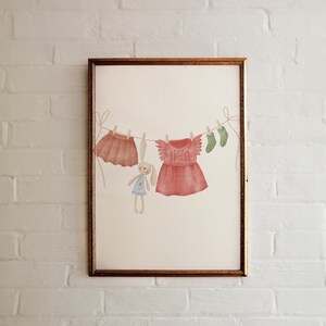 Littles Girl Clothesline Printable Art Watercolor Prints Baby Room ...