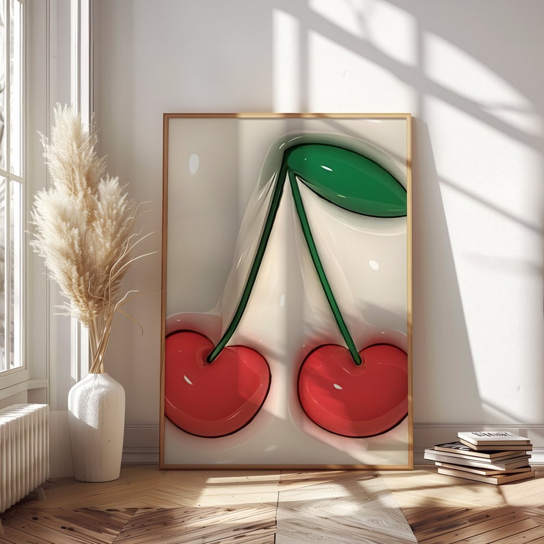 Cherry Print Cherry Wall Art Printable Cherry Art Print Cherries Print ...