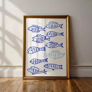 School of Fish | Printable | Blue Fish Print | Nautical Wall Art ...