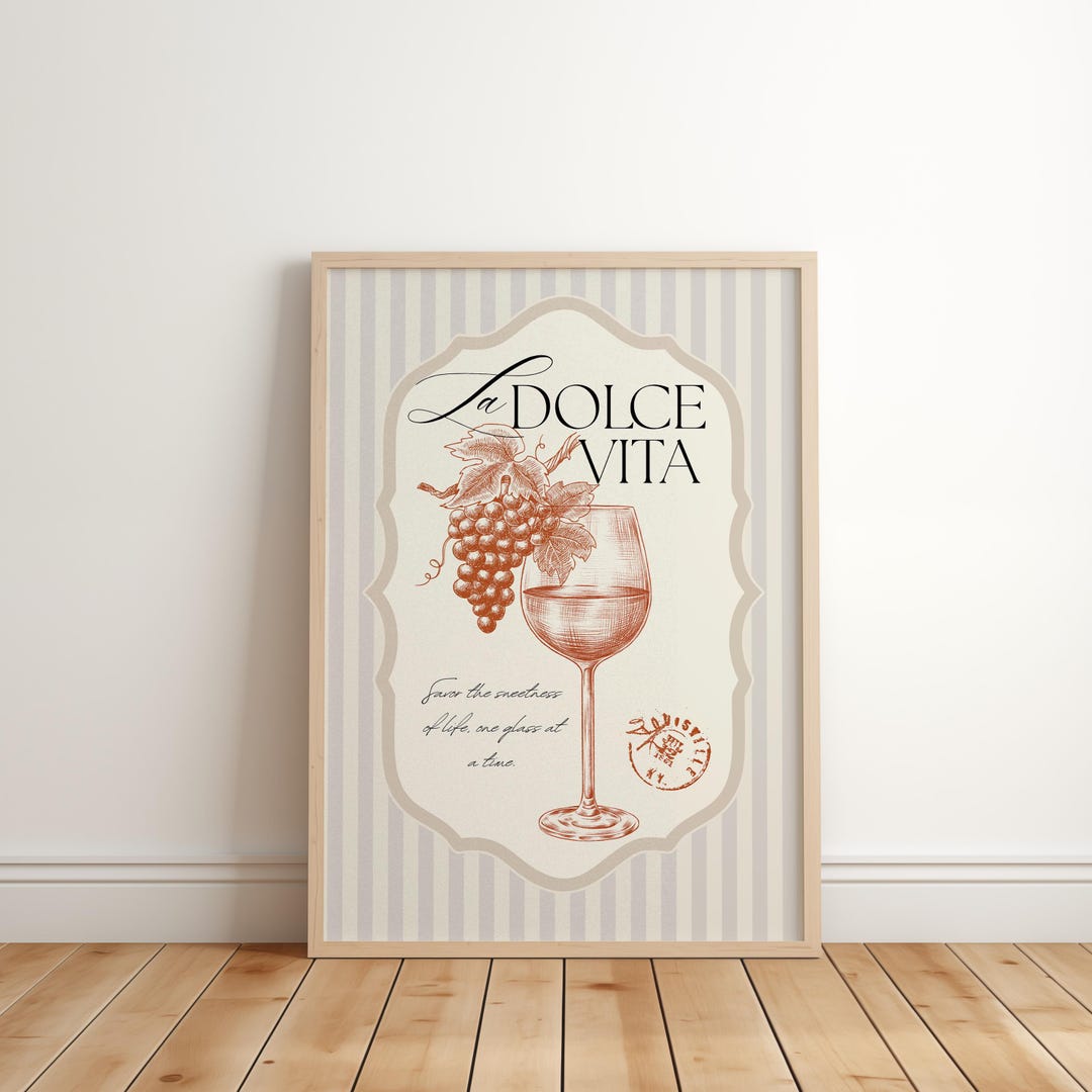 La Dolce Vita Wall Art, Italian Wine Print, Vintage Kitchen Decor ...