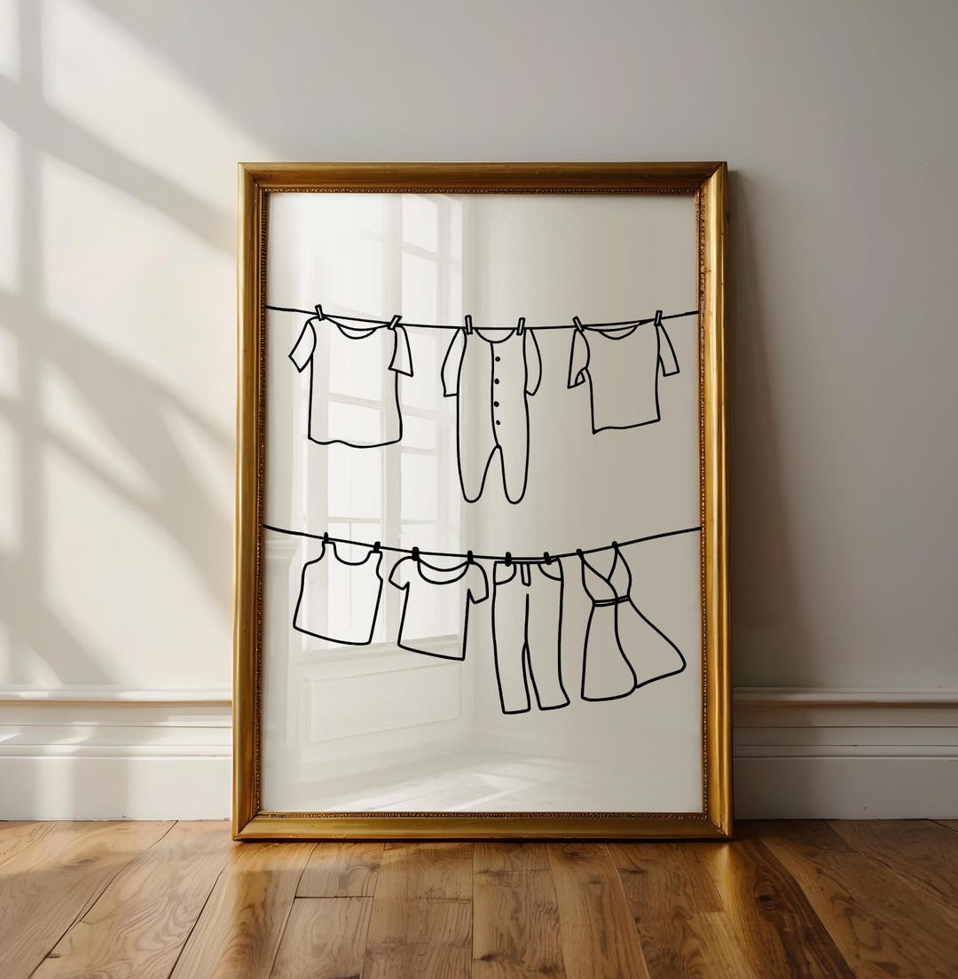 Clothesline Outline | Printable | Line Art | Clothesline Print ...