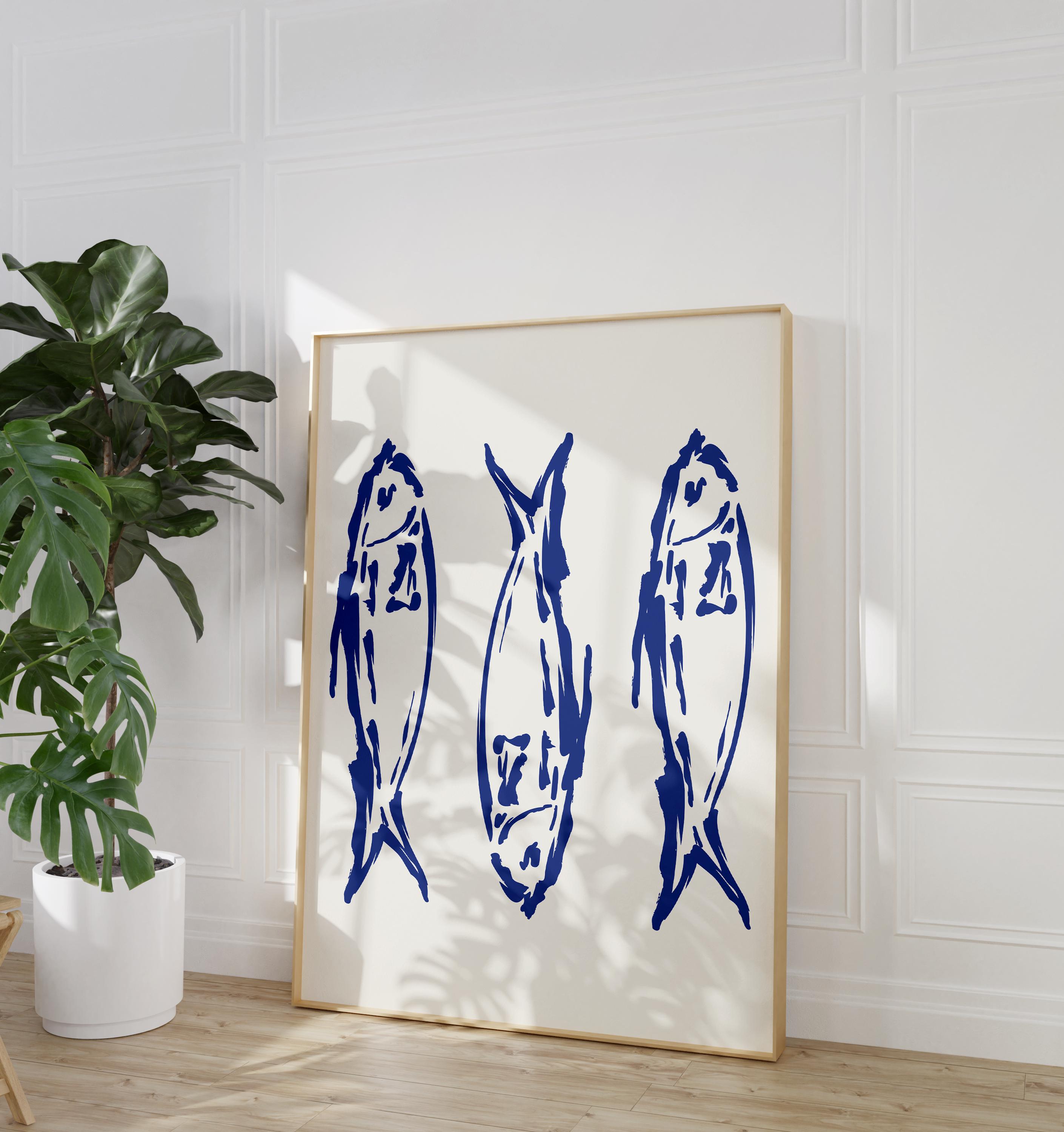 Fish Print Printable Sardine Art Print Eclectic Kitchen Print Fish Wall ...