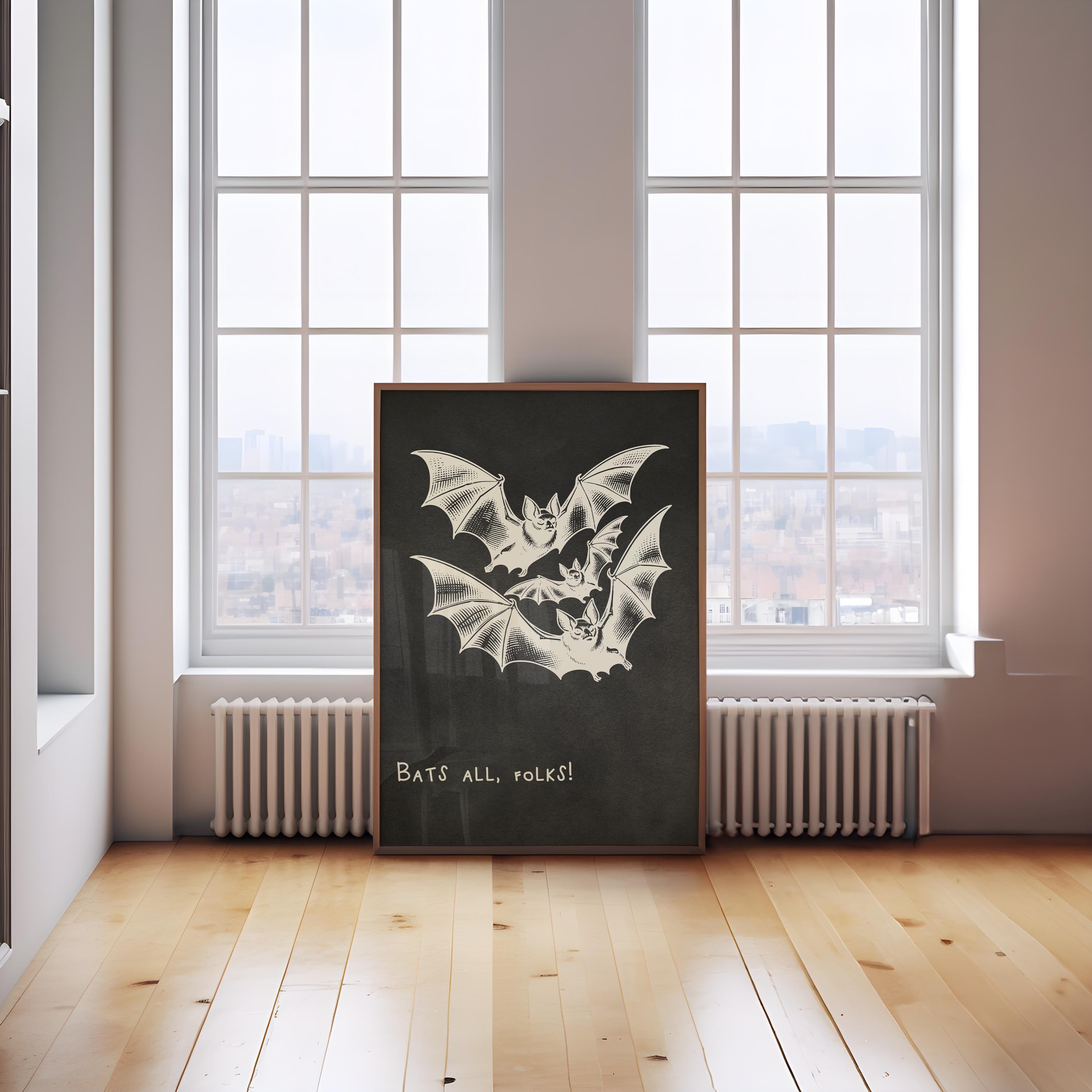 Bats All Folks Printable Bat Wall Art Halloween Decor Bat Art Print ...