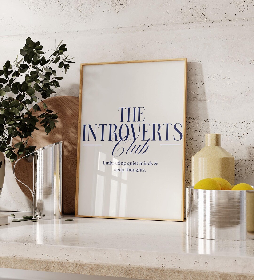 The Introverts Club Printable Art Minimalist Wall Print Book Nook Decor ...