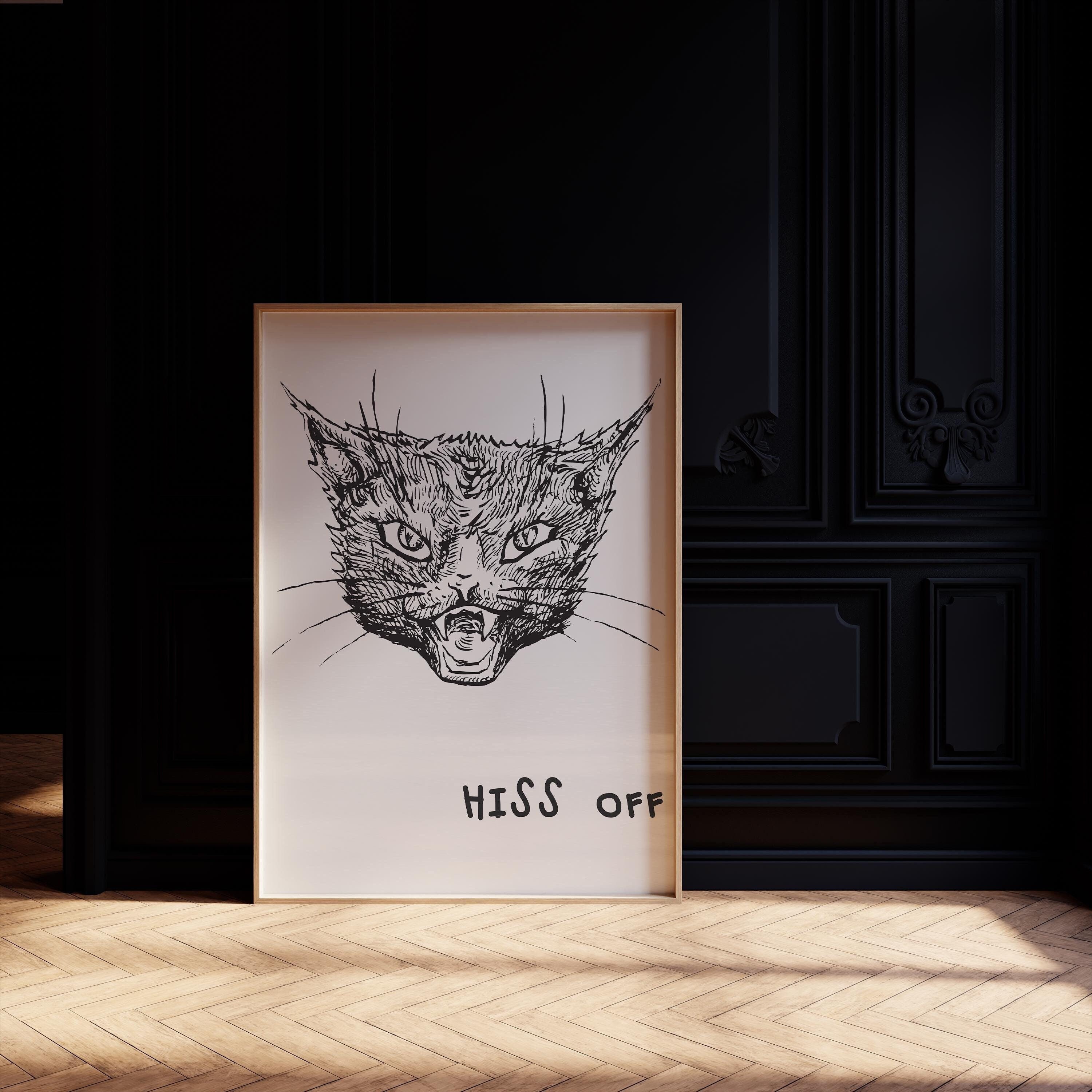 Hiss off Halloween Printable Black Cat Halloween Decor Black Cat Print ...