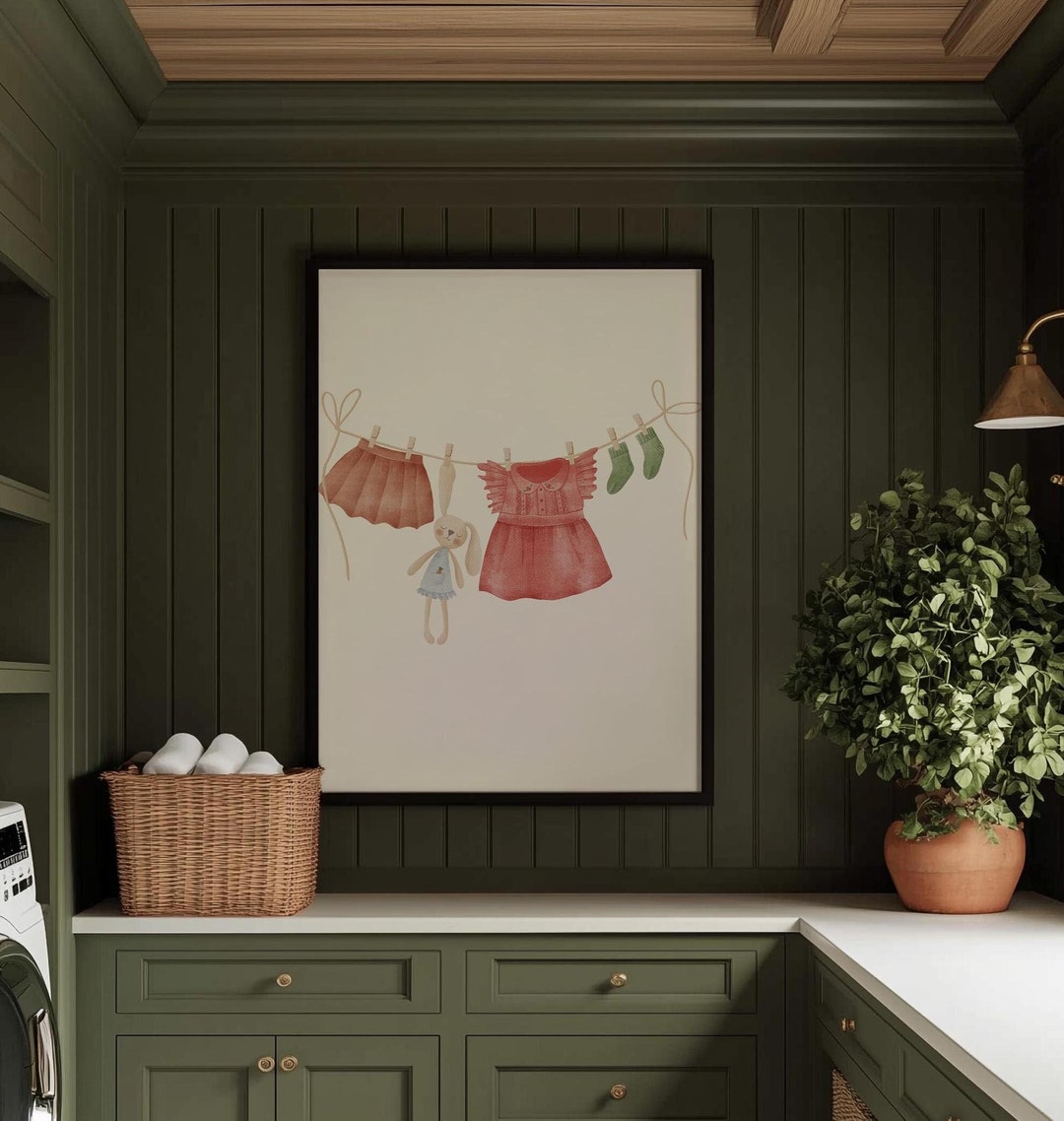 Littles Girl Clothesline Printable Laundry Room Decor Laundry Room Wall ...
