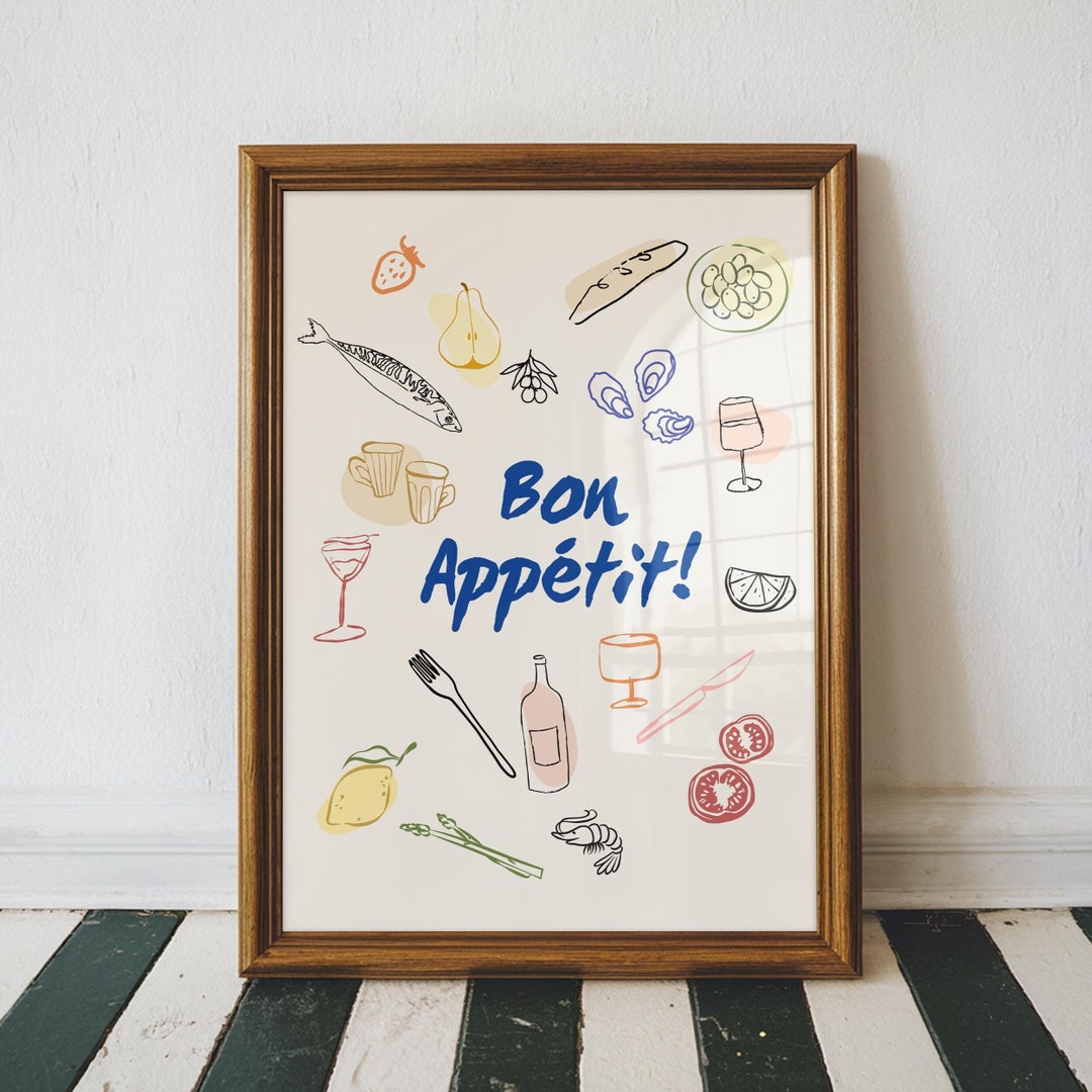 Bon Appetit | Printable Art | Cute Kitchen Prints | Digital Download ...