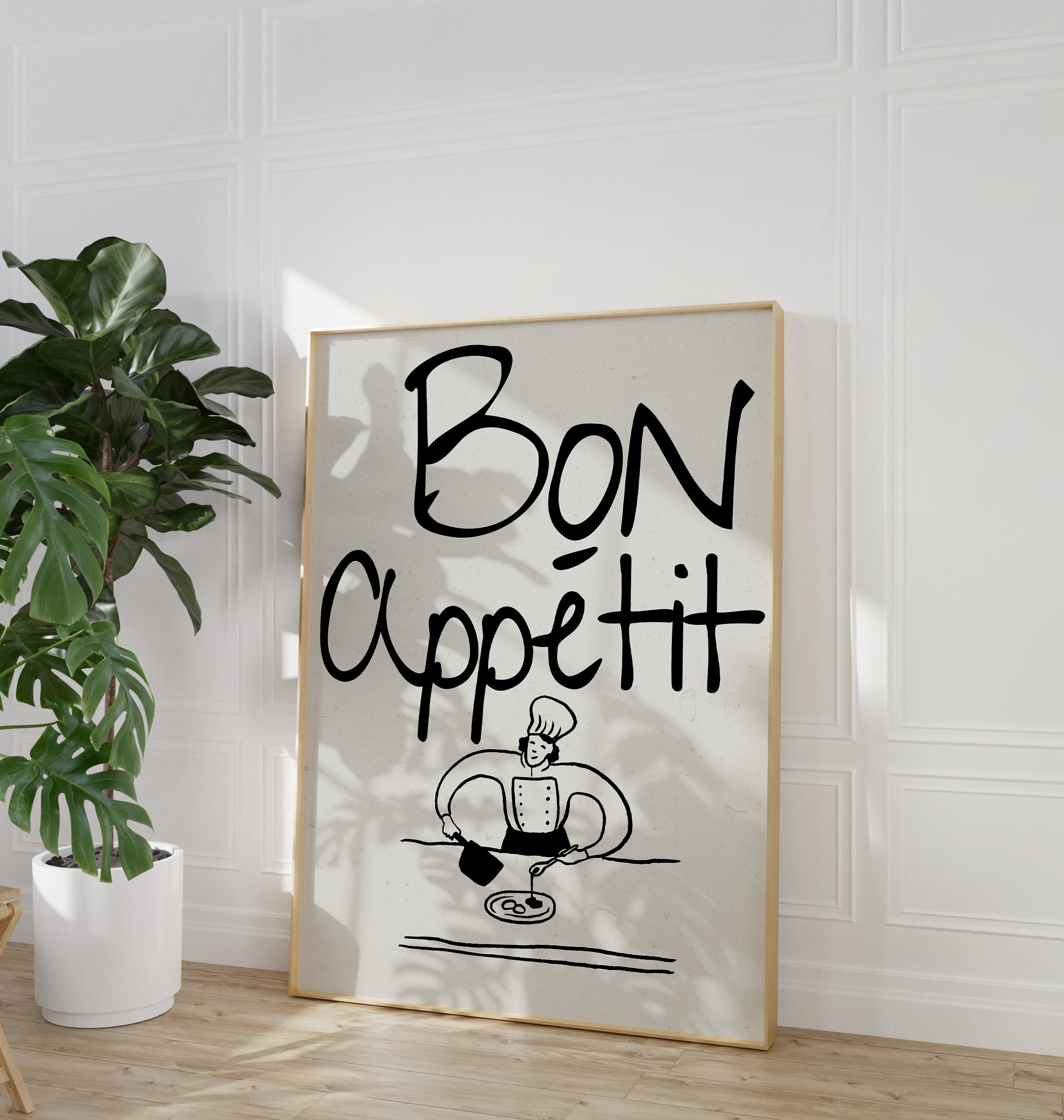 Bon Appetit Printable Wall Art Kitchen Sign Kitchen Prints Kitchen Wall ...
