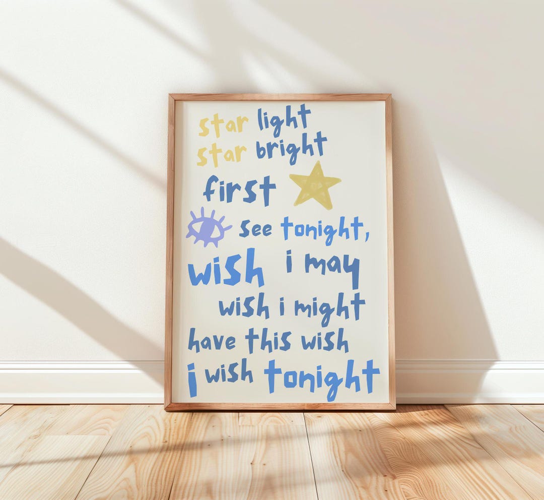 Star Light Star Bright Nursery Rhyme Print, Soft Pastel Decor (digital ...