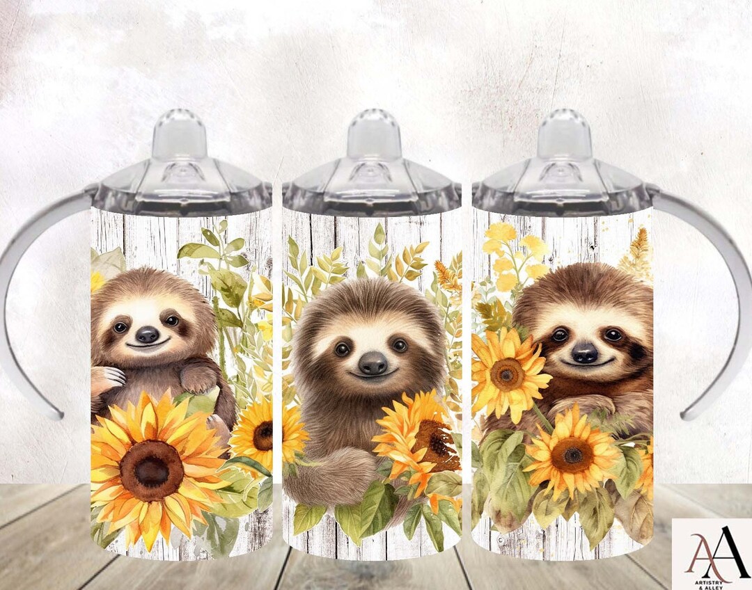 Cute Baby Sloth Sippy Cup PNG | 12oz Sippy Cup Sublimation Wrap - Etsy
