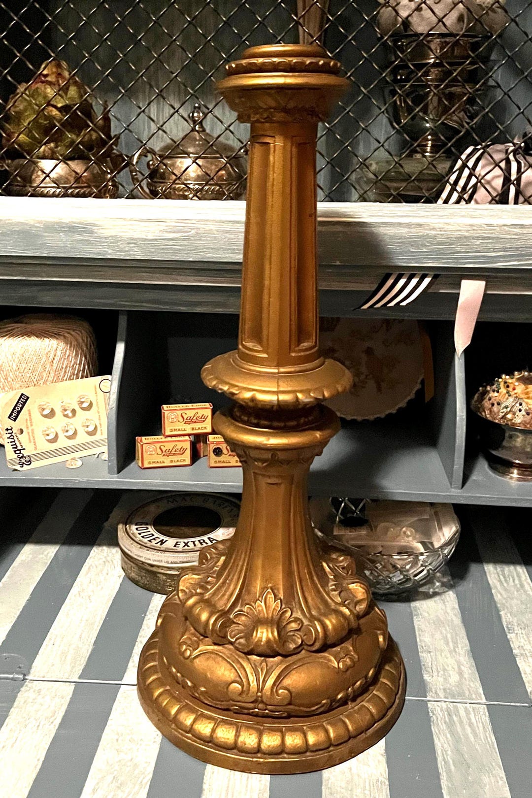 Hollywood Regency Candlestick With Round Base - Etsy