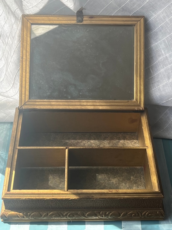 Victorian Lithograph Dresser Jewelry Box - Gem