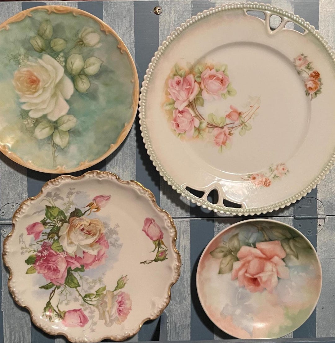 Country Cottage Rose Plate Collection Set of 4 Plates - Etsy