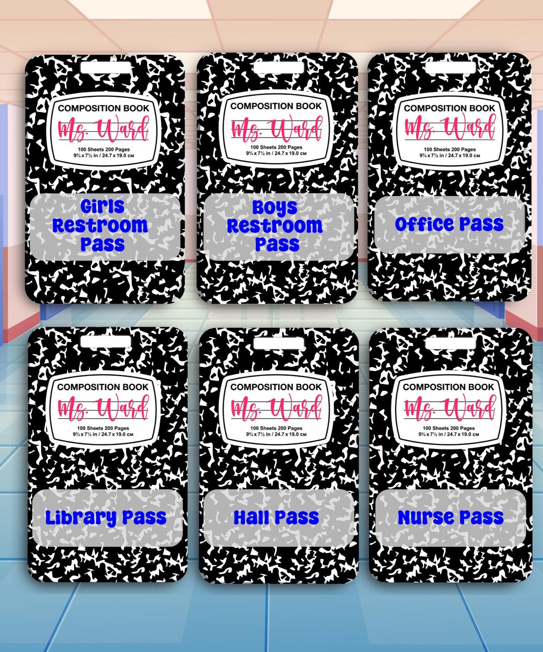 Teacher Hall Pass Set - Etsy