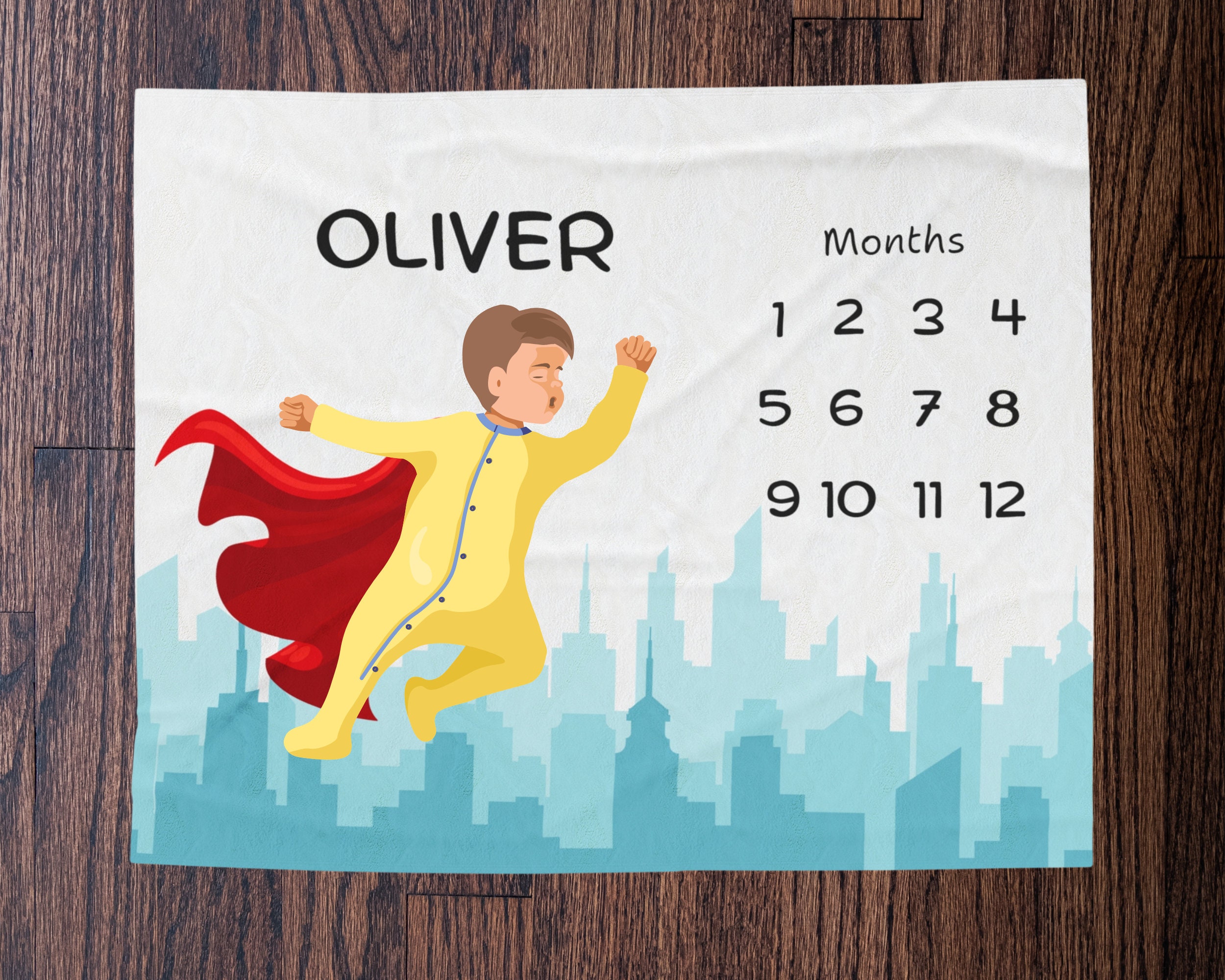 Superhero Milestone Blanket Personalized Baby Blanket Monthly Growth ...