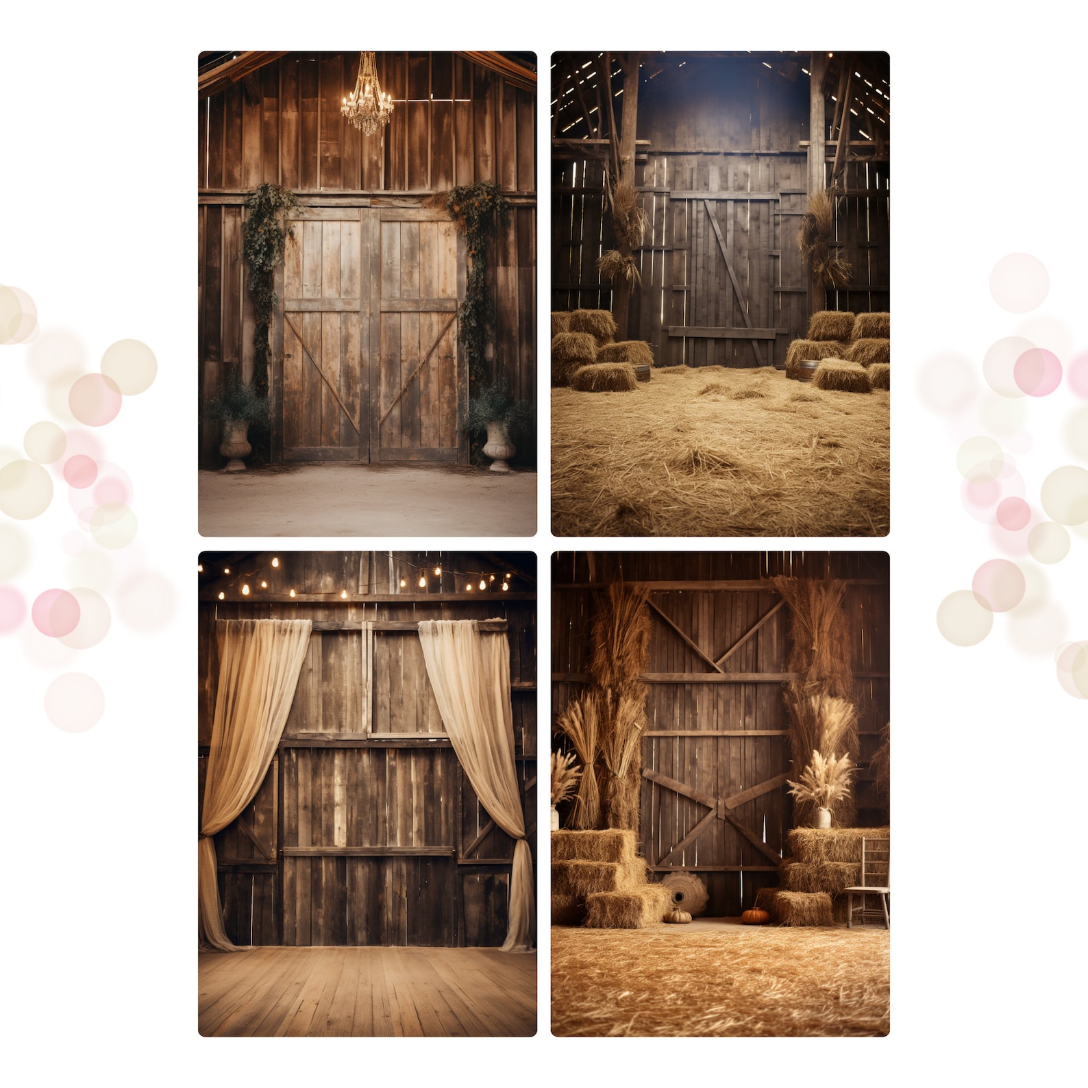 Set of 8 Rustic Barn Backdrops Farmhouse Background, Photo Template ...
