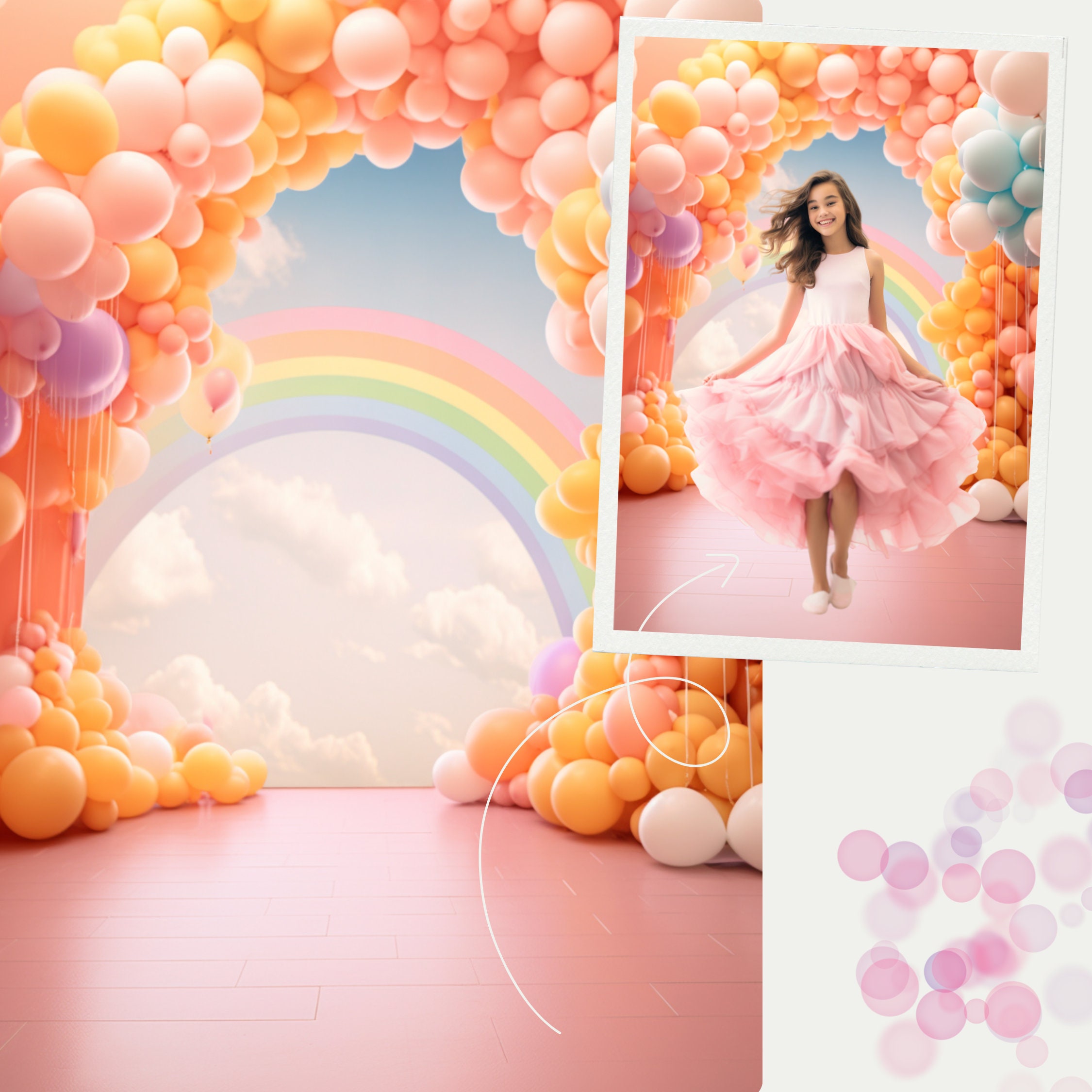 Set of 8 Pastel Balloon Backdrops Birthday Background, Colorful Party ...