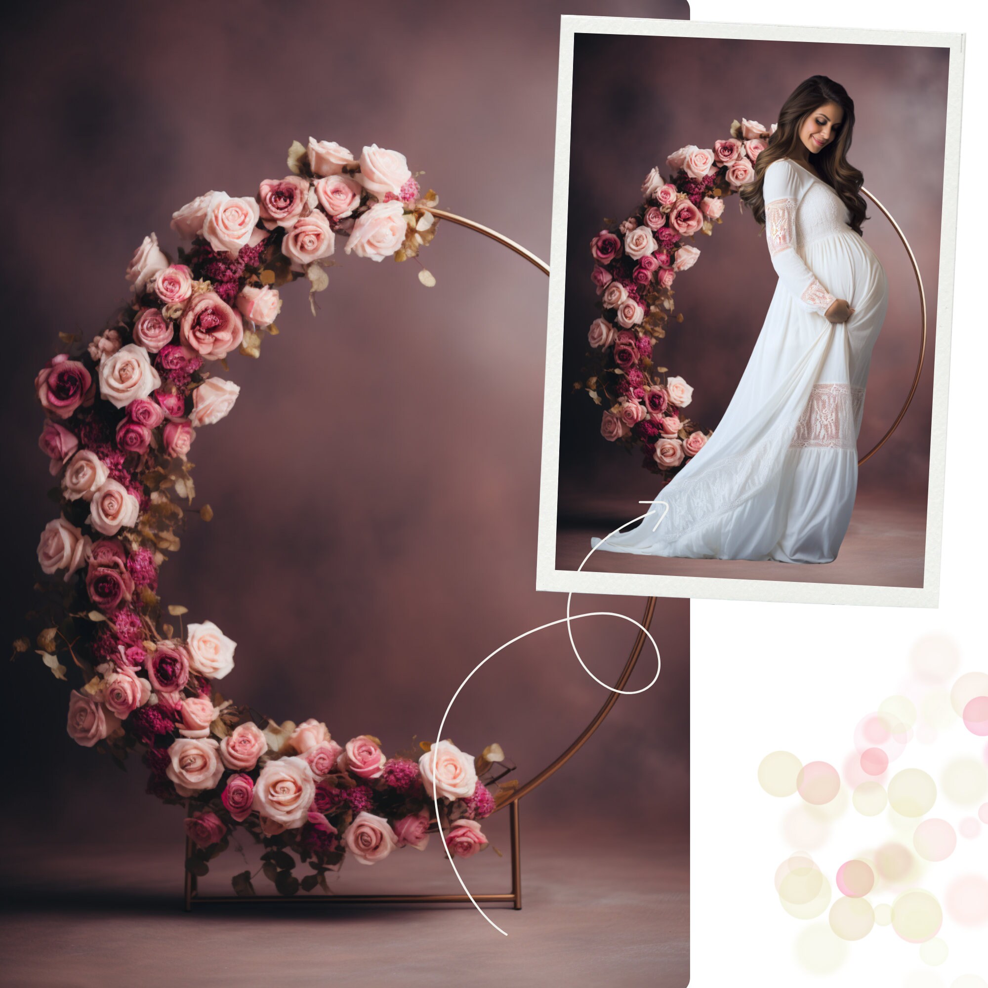 Set of 8 Floral Arch Ring Backdrops | Maternity Photo Shoot, Digital ...