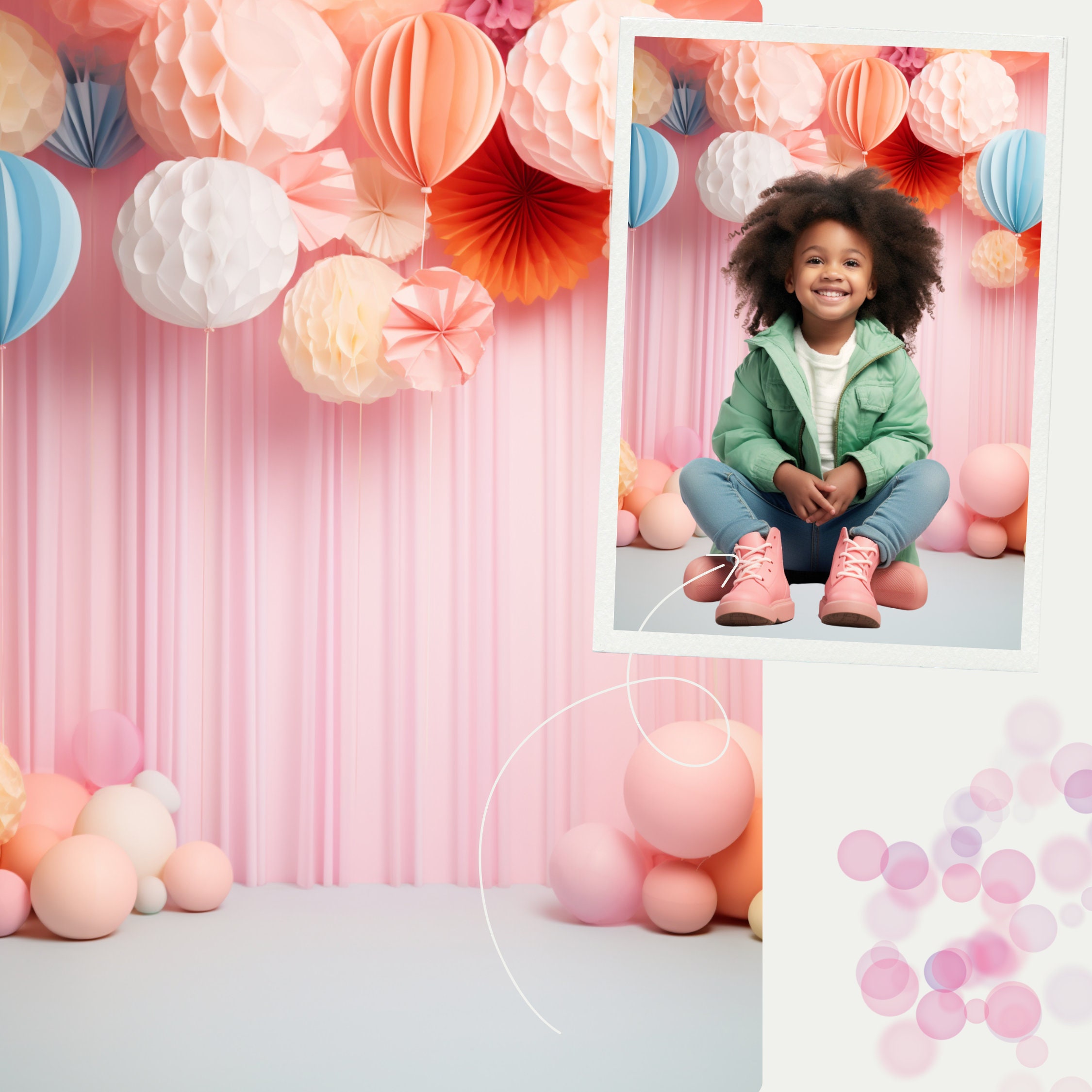 Set of 8 Pastel Balloon Backdrops Birthday Background, Colorful Party ...
