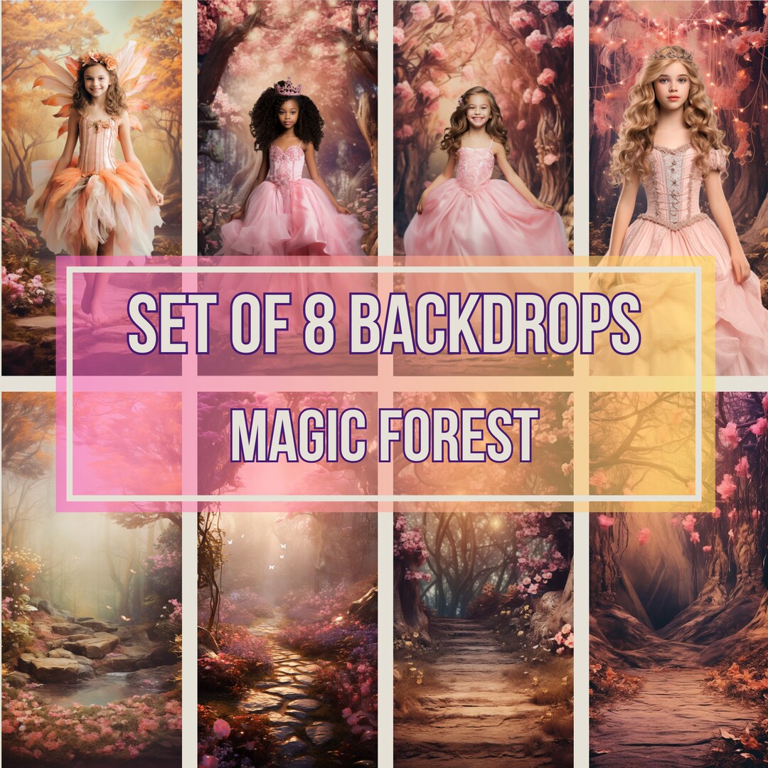 Set of 8 Magic Forest Backdrops | Girls Photo Shoot, Birthday ...