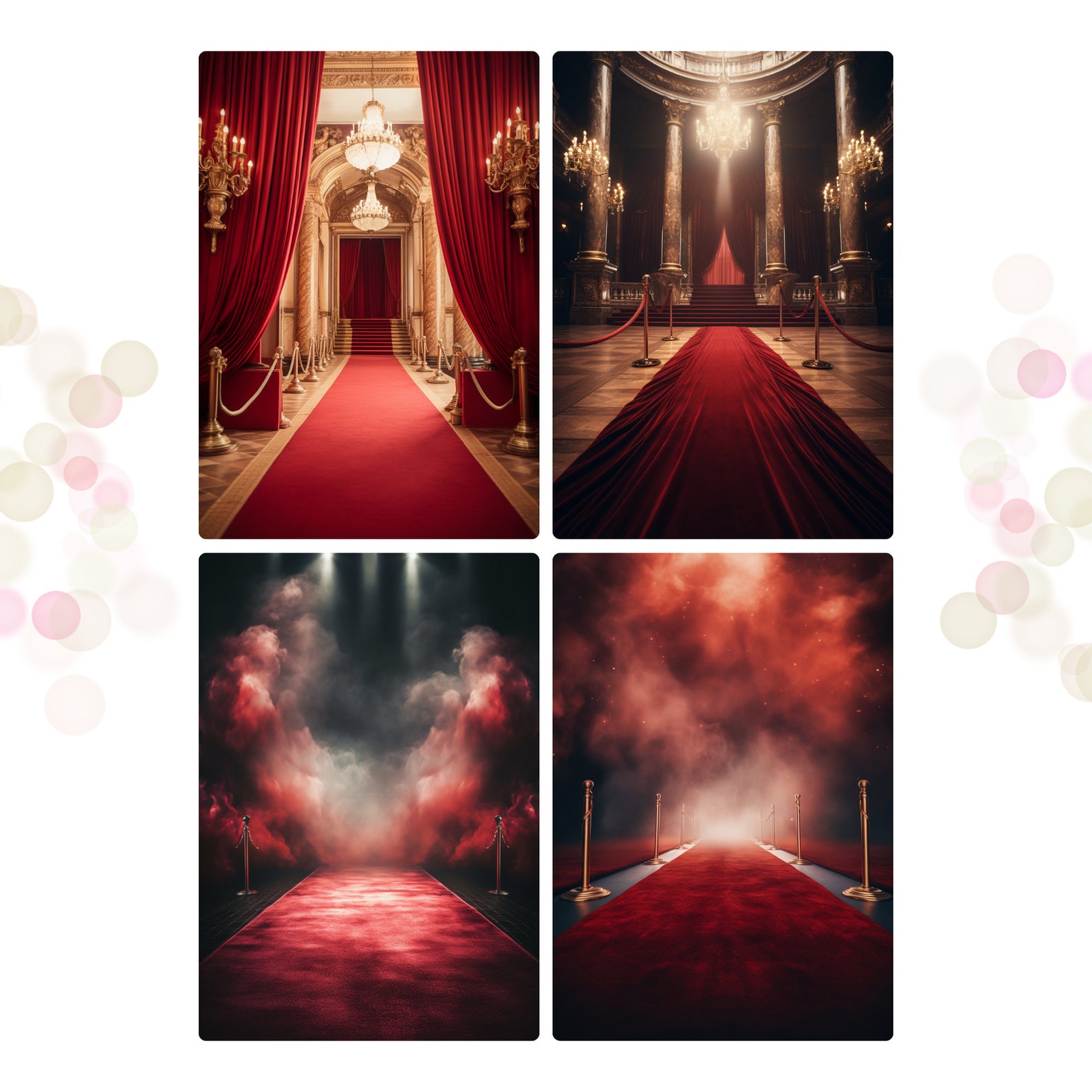 Set of 8 Red Carpet Backdrops | Photoshop Template, Photo Backdrop ...
