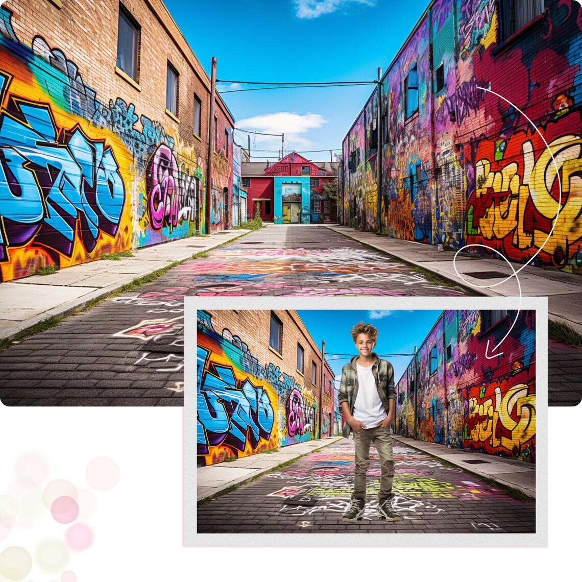 Set of 8 Graffiti Streets Backdrops | Photography Template, Urban ...