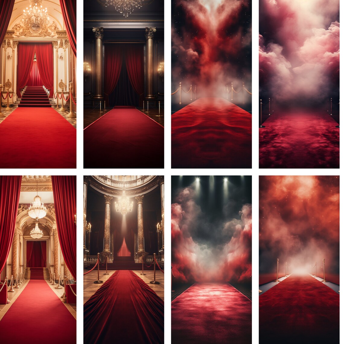 Set of 8 Red Carpet Backdrops Photoshop Template, Photo Backdrop ...