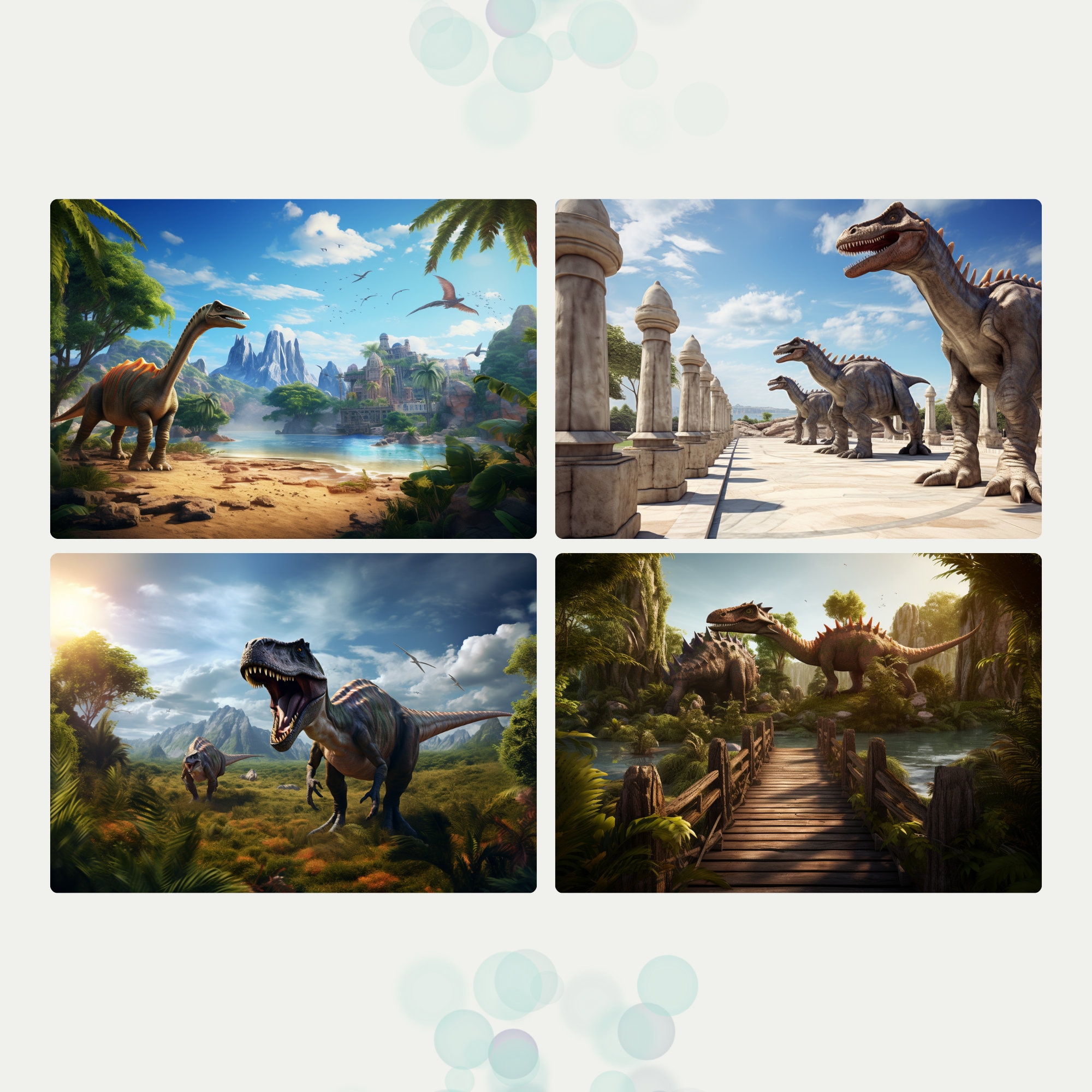 Set of 8 Dinosaur Park Backdrops | Photography Template, Kids Birthday ...