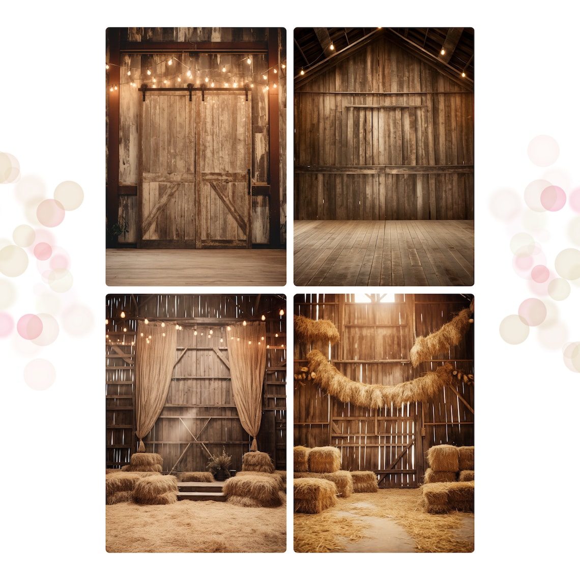 Set of 8 Rustic Barn Backdrops Farmhouse Background, Photo Template ...
