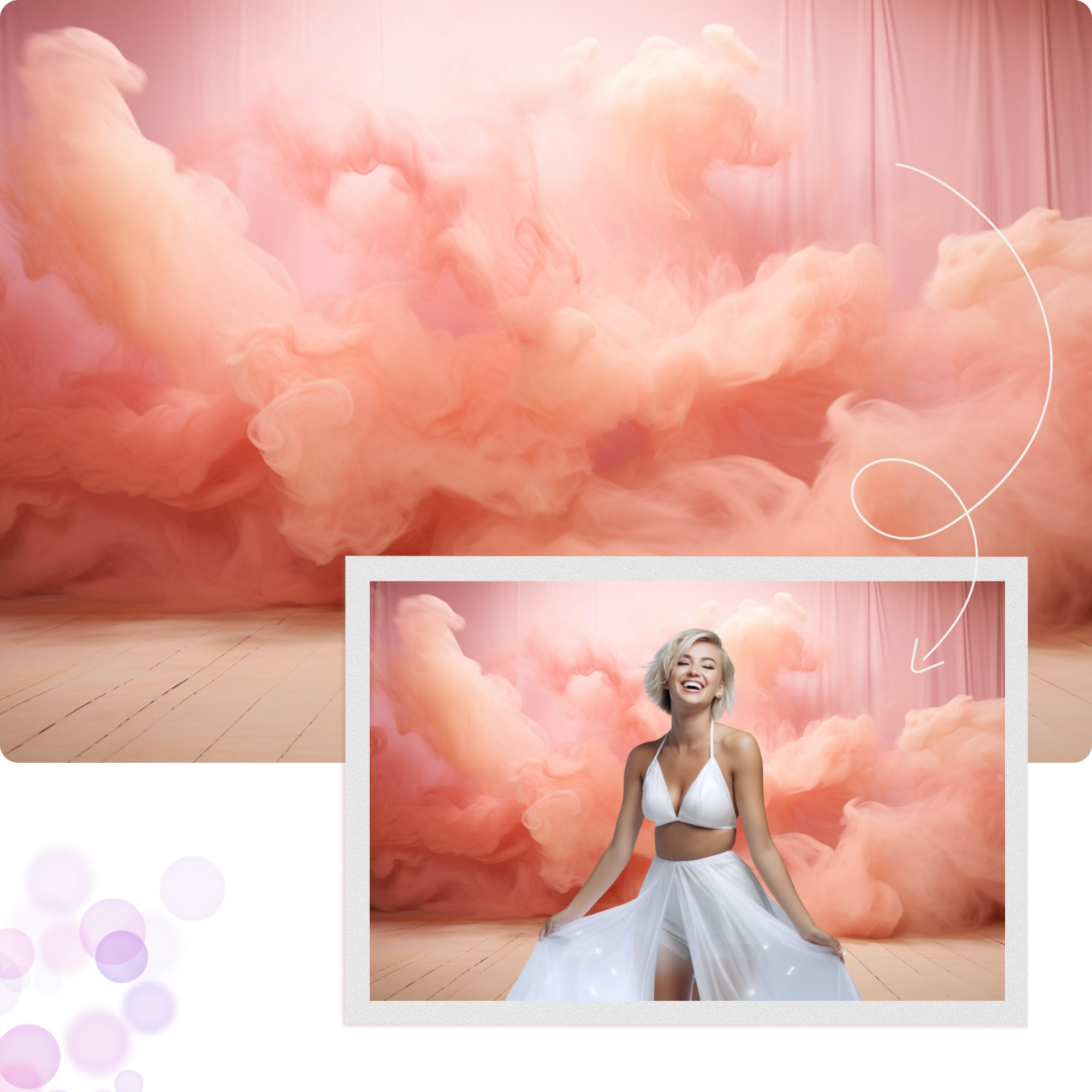 Set of 8 Pink Smoke Backdrops | Photography Template, Studio Scenery ...