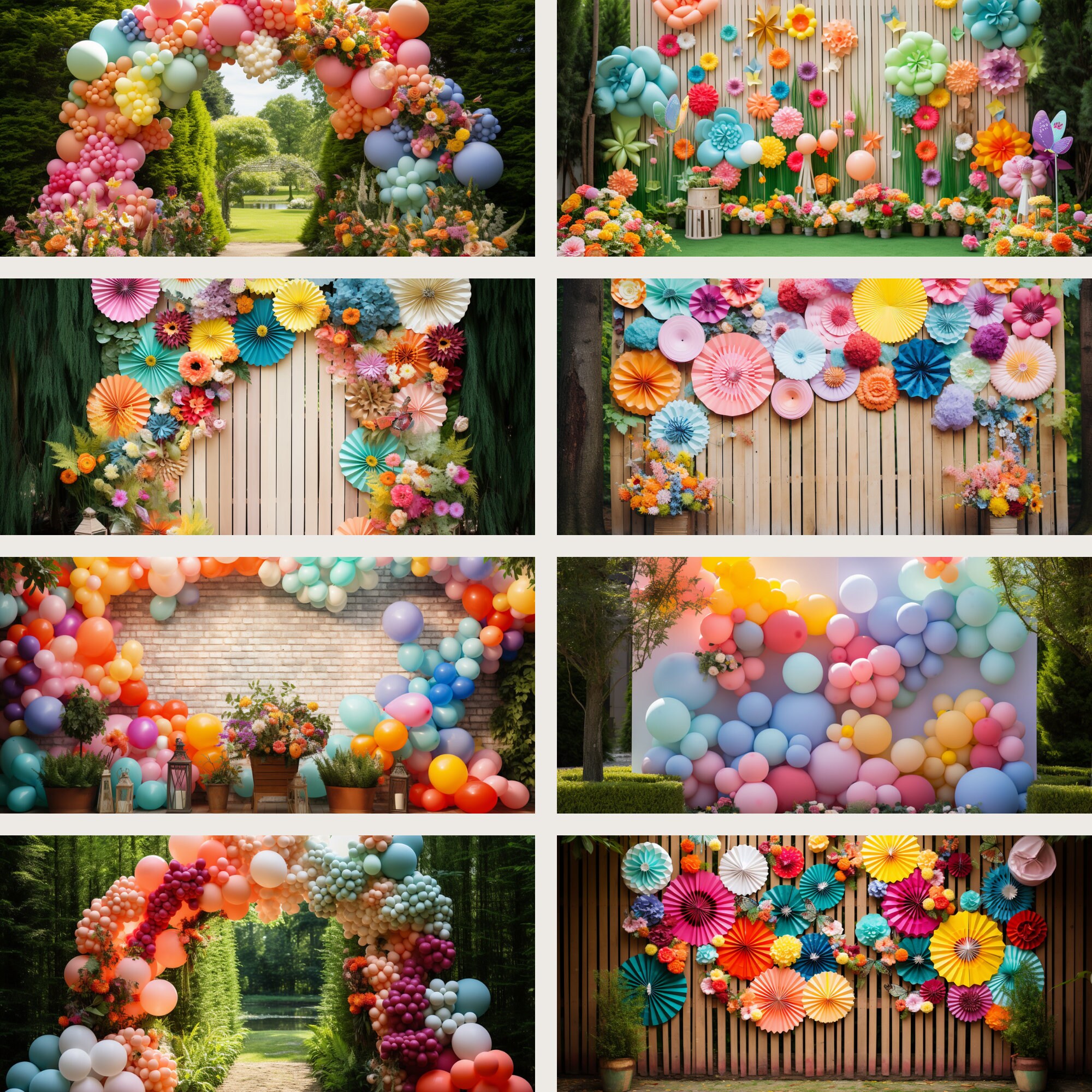 Set of 8 Garden Party Backdrops Birthday Scenery Photo - Etsy