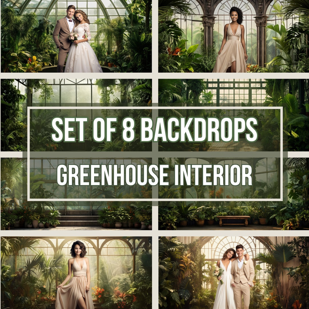Set of 8 Greenery Interiors Backdrops | Photography Template ...