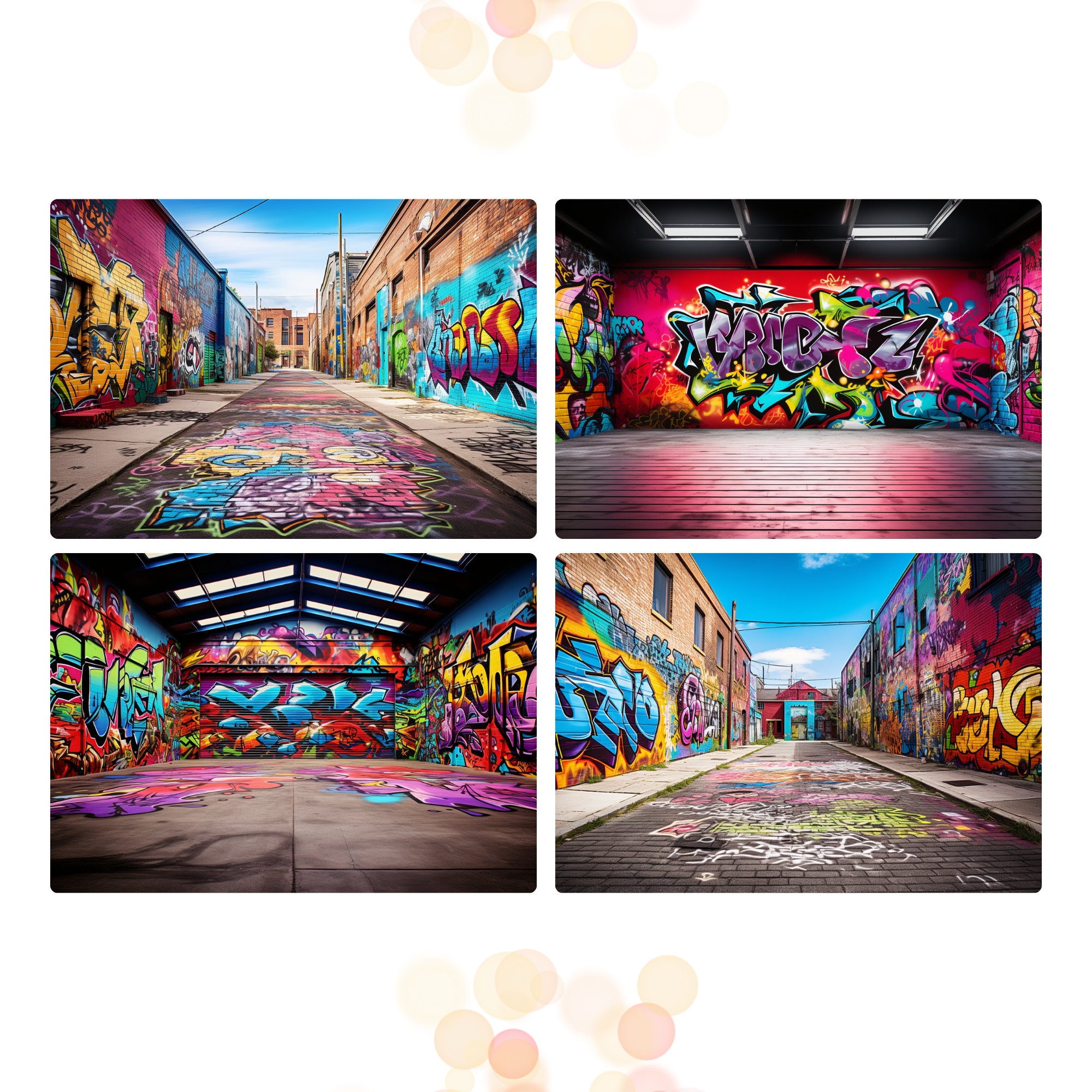 Set of 8 Graffiti Streets Backdrops | Photography Template, Urban ...
