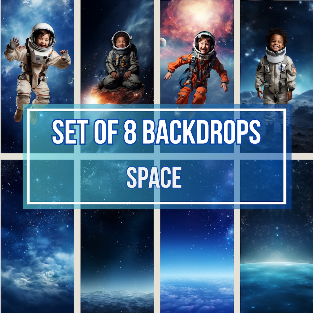 Set of 8 Space Backdrops | Outer Space Background, Photo Template ...
