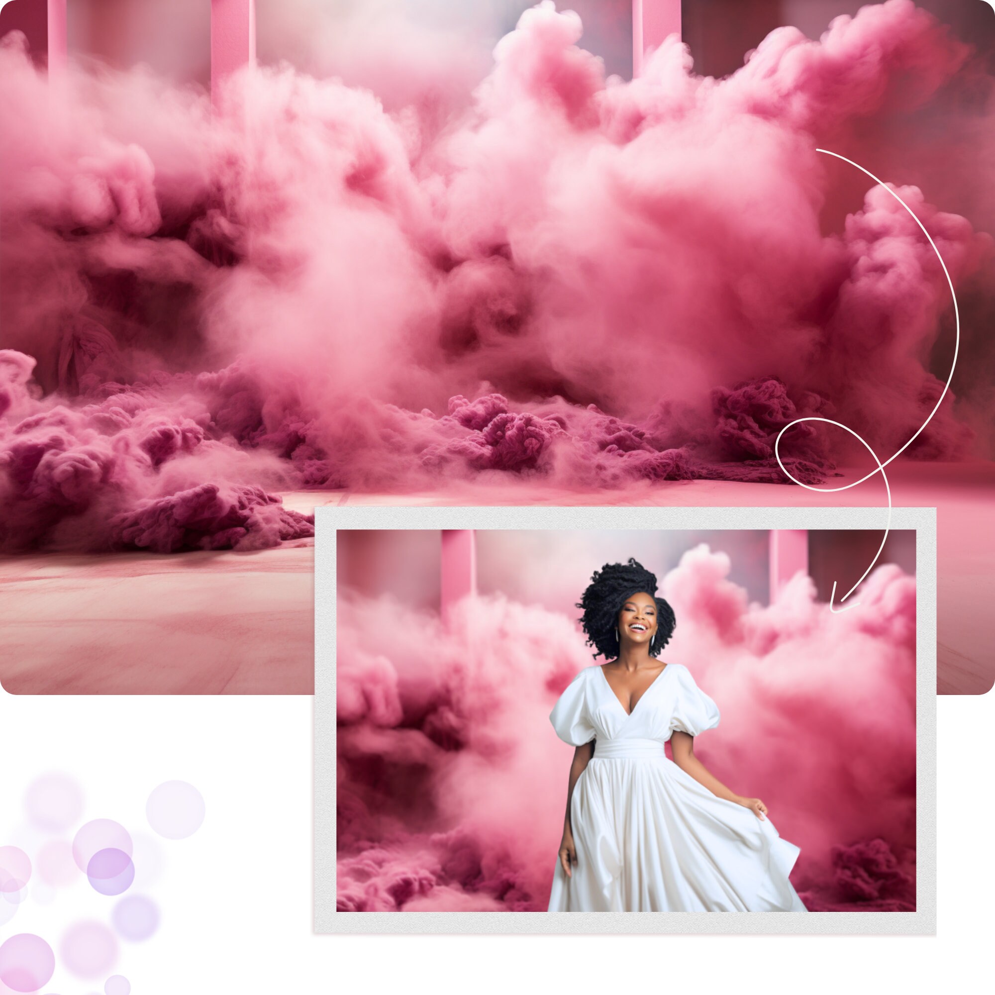 Set of 8 Pink Smoke Backdrops | Photography Template, Studio Scenery ...