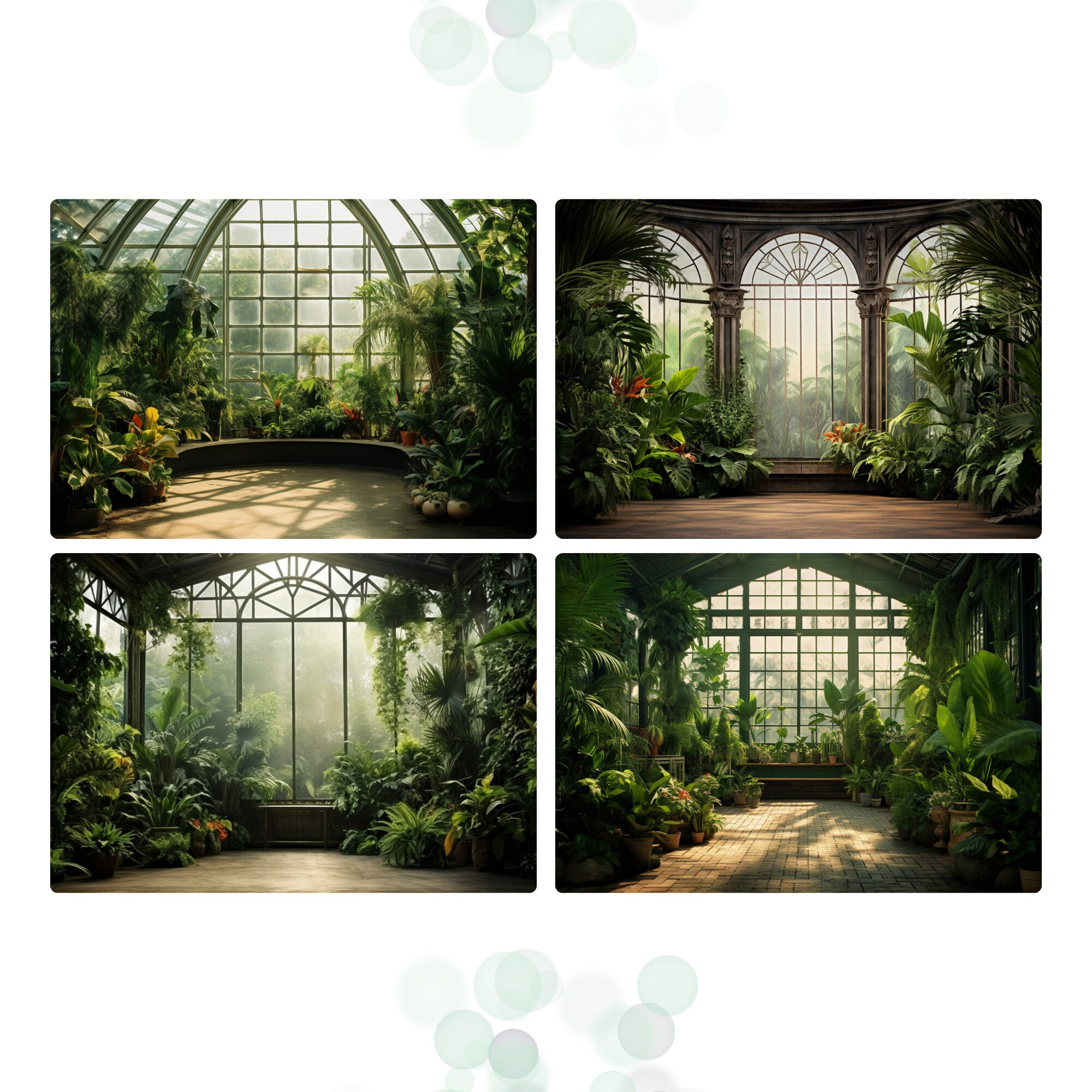 Set of 8 Greenery Interiors Backdrops Photography Template, Greenhouse ...