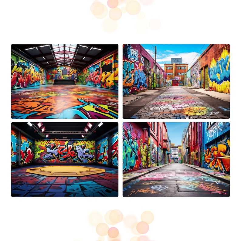 Set of 8 Graffiti Streets Backdrops | Photography Template, Urban ...
