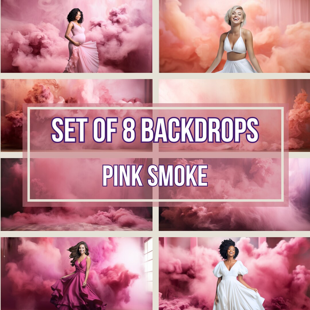 Set of 8 Pink Smoke Backdrops | Photography Template, Studio Scenery ...