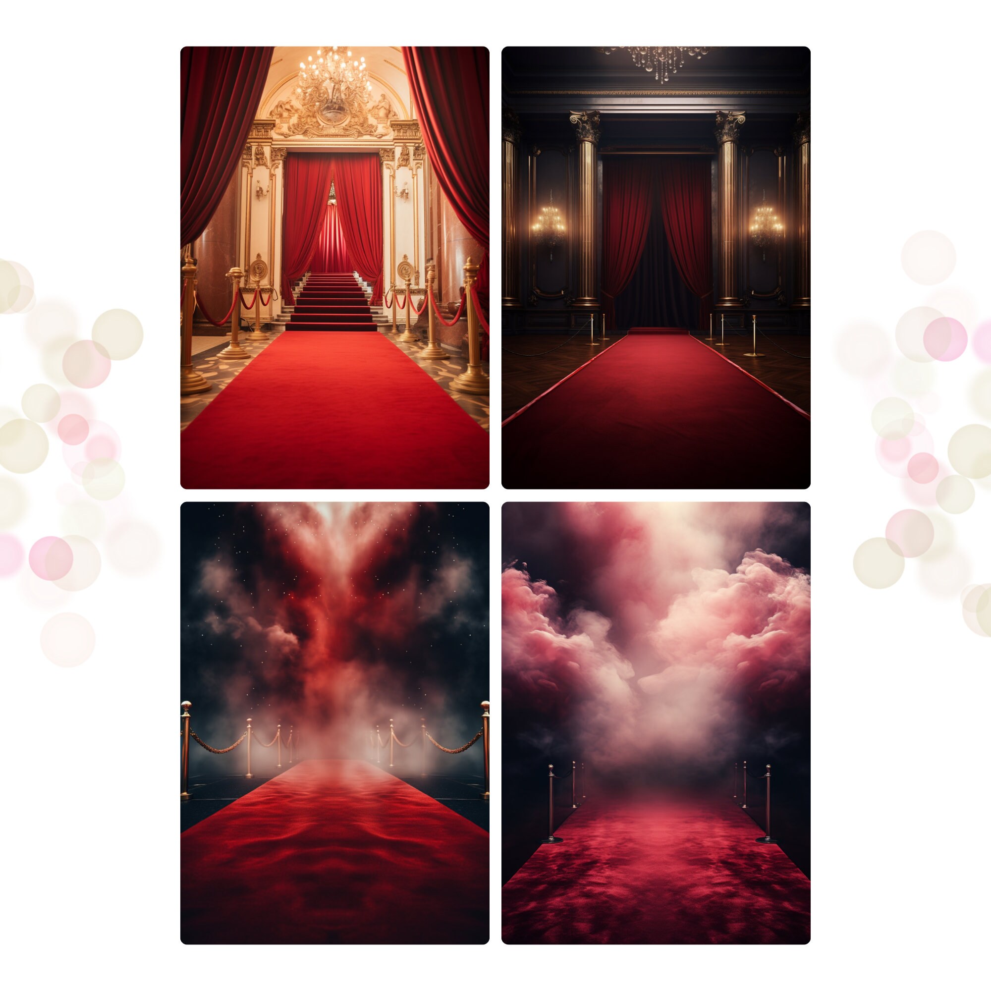 Set of 8 Red Carpet Backdrops | Photoshop Template, Photo Backdrop ...