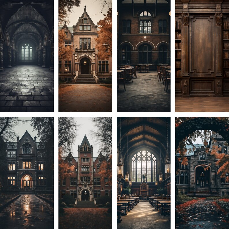 Set of 8 Dark Academia Backdrops | Photo Template, Digital Backdrop ...