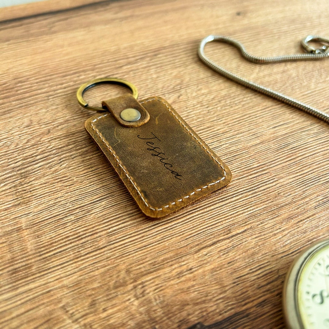 Personalized Leather Keychain Laser Engraved Leather Keychain Custom ...