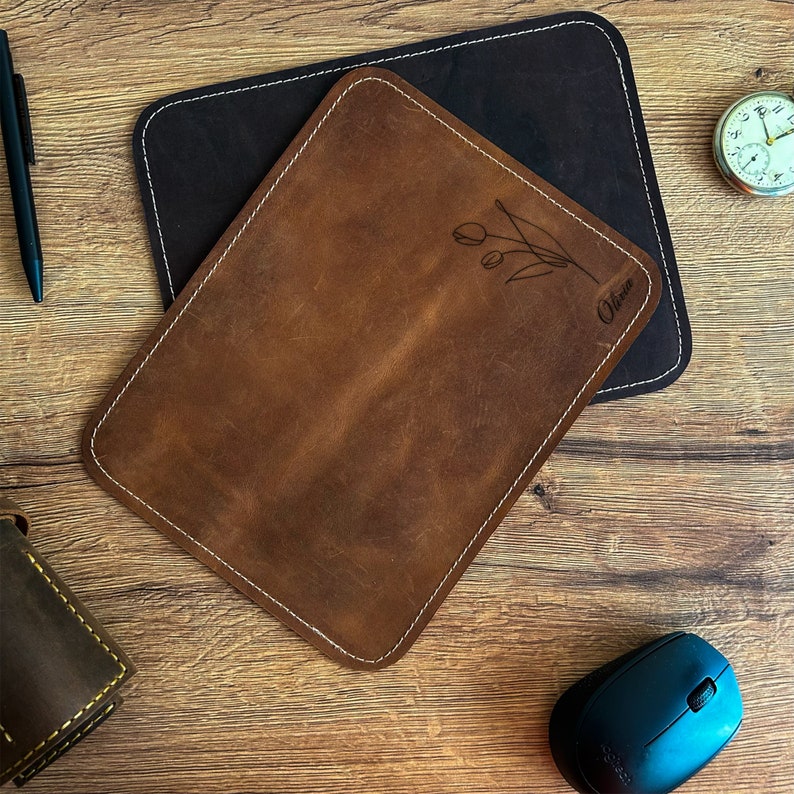 Engraved Leather Mousemat Genuine Leather Mousepad Custom Leather Mouse ...