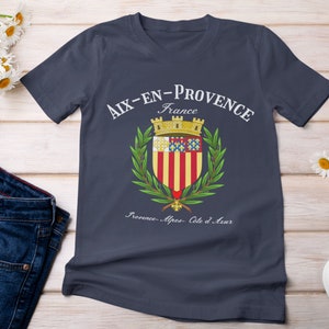 Aix-en-provence France Shirt, Coat of Arms, Men's Women's Souvenir, Alps French Riviera ...