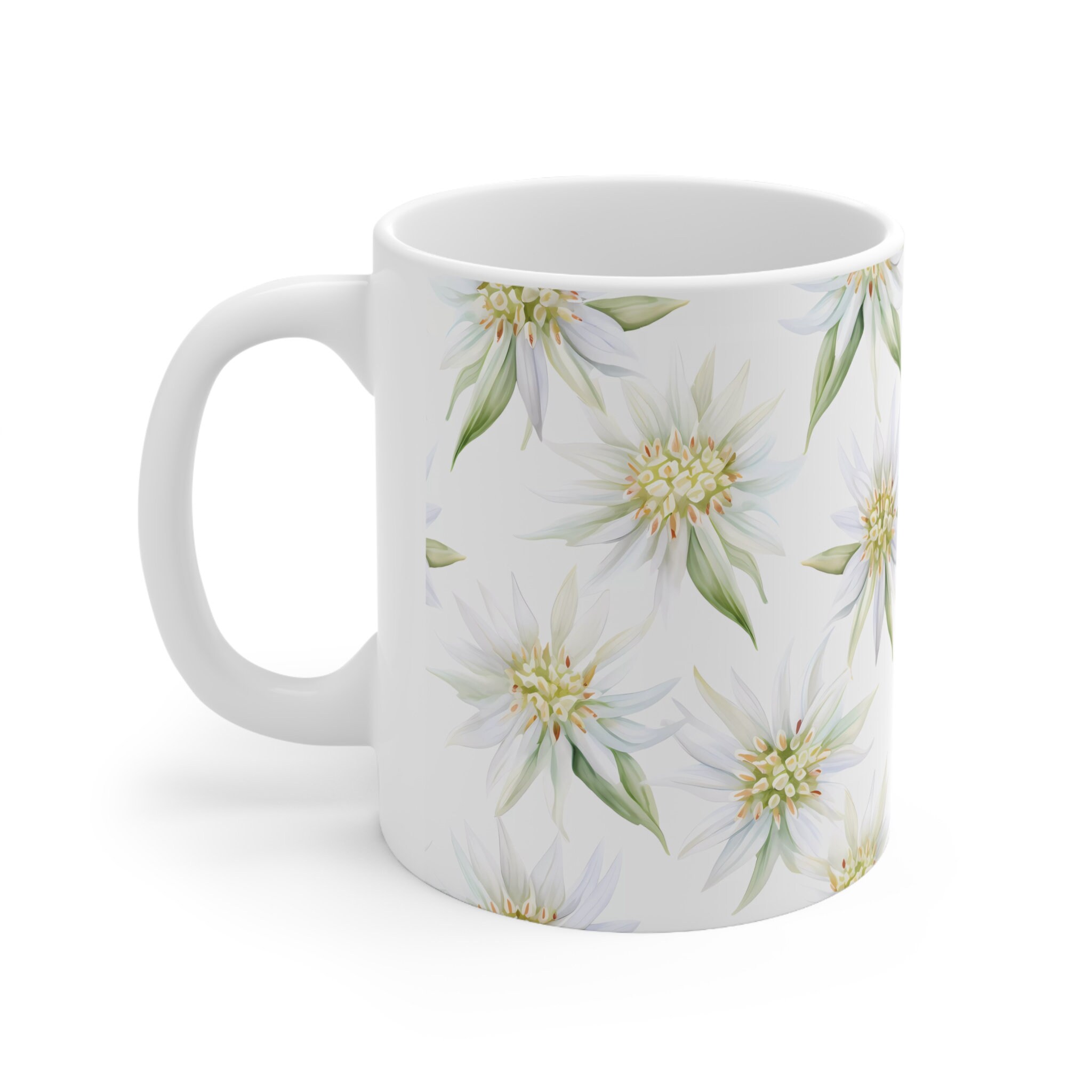 Edelweiss Watercolor, Flower Mug, European Alps, Oktoberfest, Ceramic ...